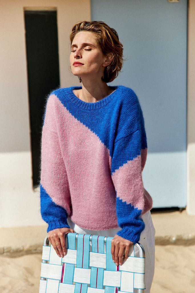 Kika sweater blue / pink - Mohair sweater