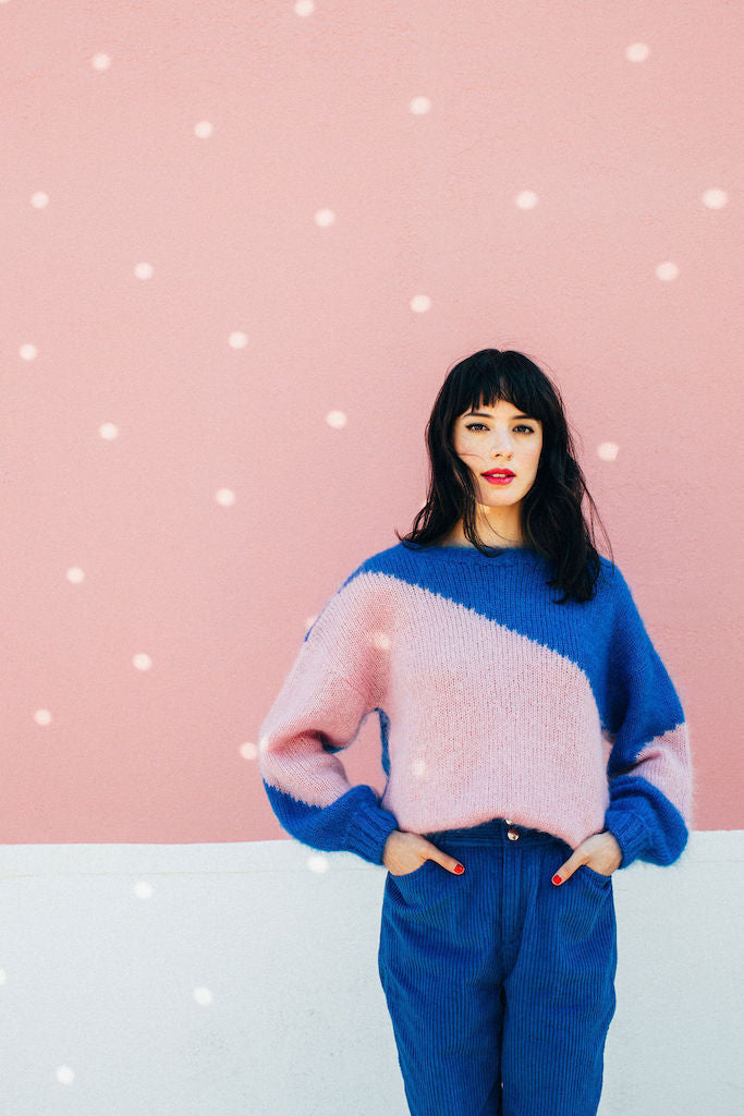 Kika sweater blue / pink - Mohair sweater