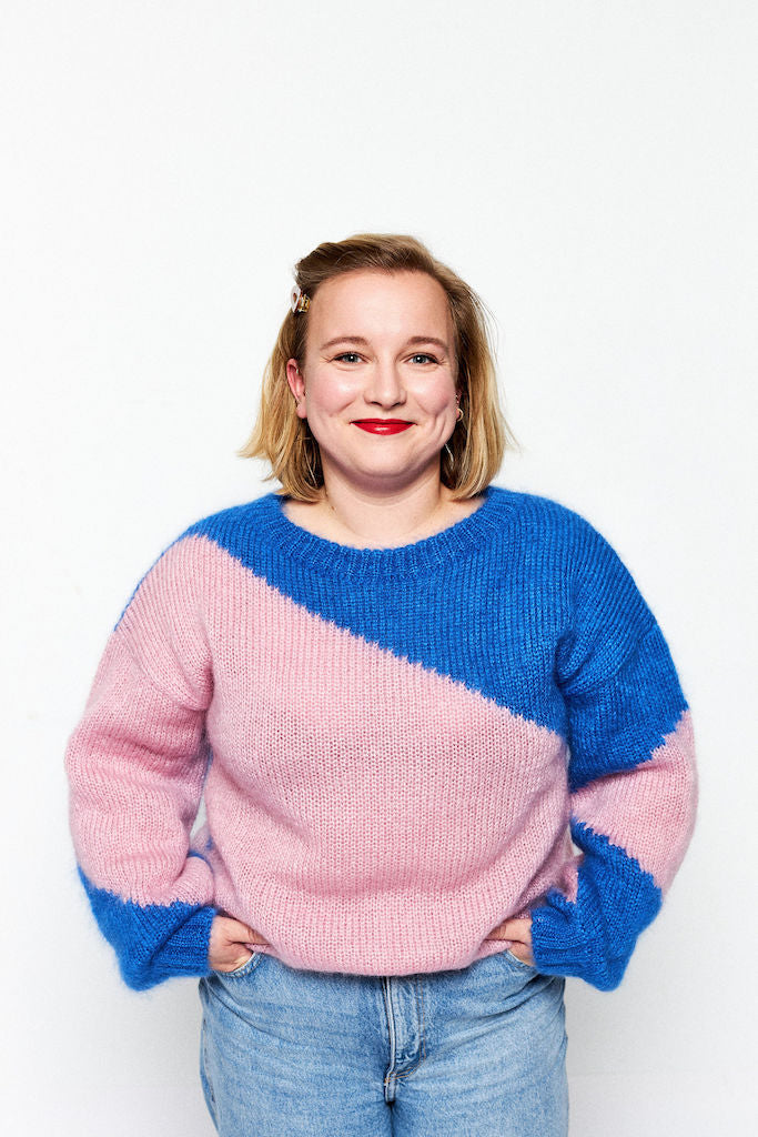Kika sweater blue / pink - Mohair sweater