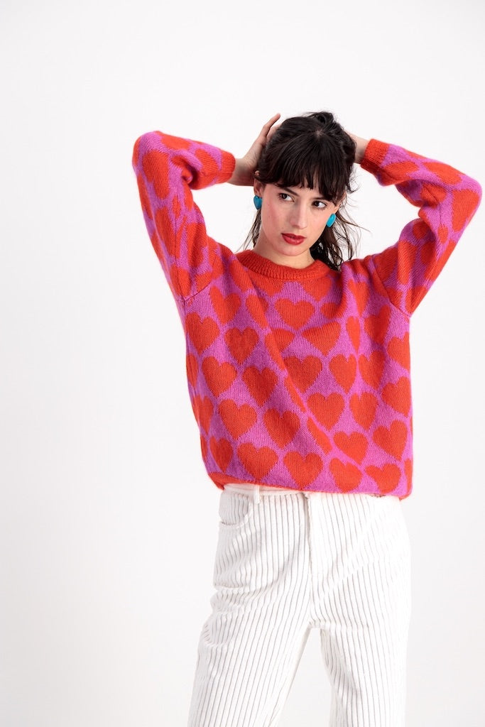 Cathy sweater fuchsia / red - Mohair sweater