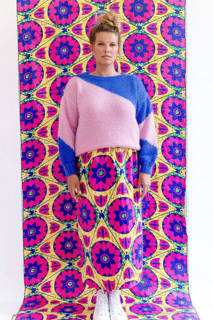 Kika sweater blue / pink - Mohair sweater