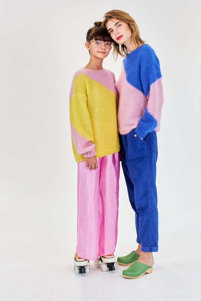 Kika sweater blue / pink - Mohair sweater